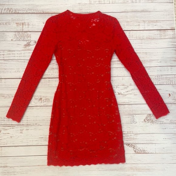 Express | Dresses | Womens Express Red Lace Bodycon Mini Sheath Dress ...
